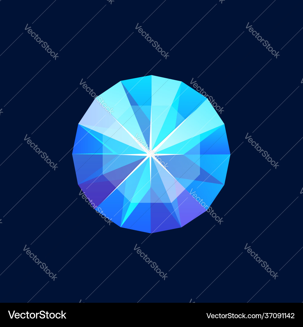 Blue magic crystal faceted gem rock icon Vector Image