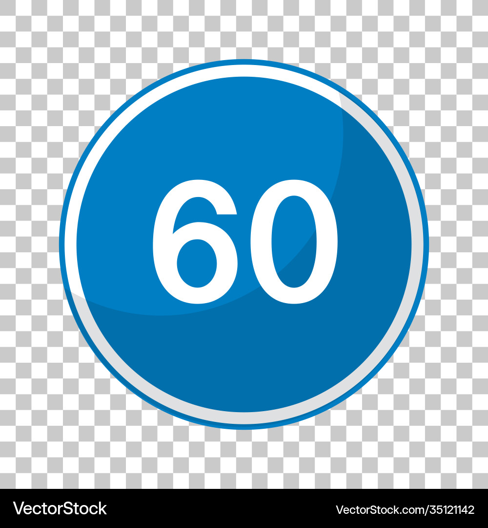 Blue minimum speed limit 60 road sign isolated Vector Image