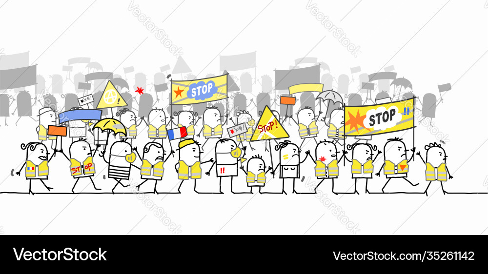 Cartoon protesting and walking group people Vector Image