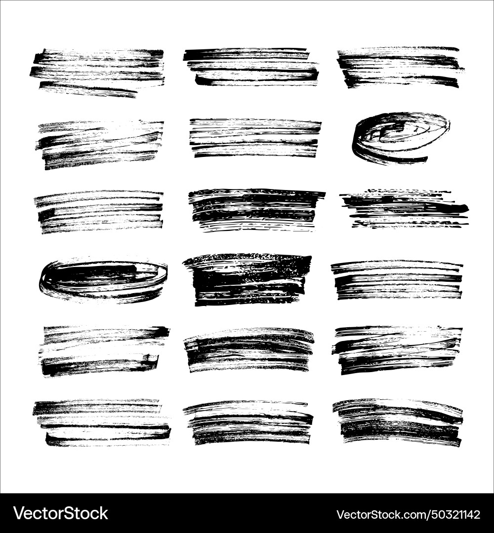 Dry paint brush stroke collection grunge Vector Image
