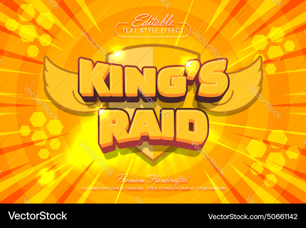 Kings raid 3d text effect graphic style editable Vector Image