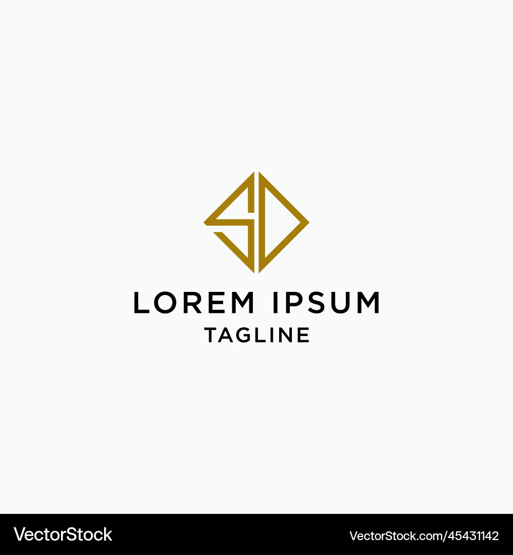 Letter sd initial logo icon design template gold Vector Image