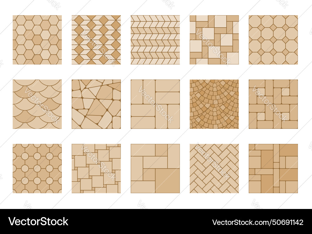 Pavement top view pattern street cobblestone tile Vector Image