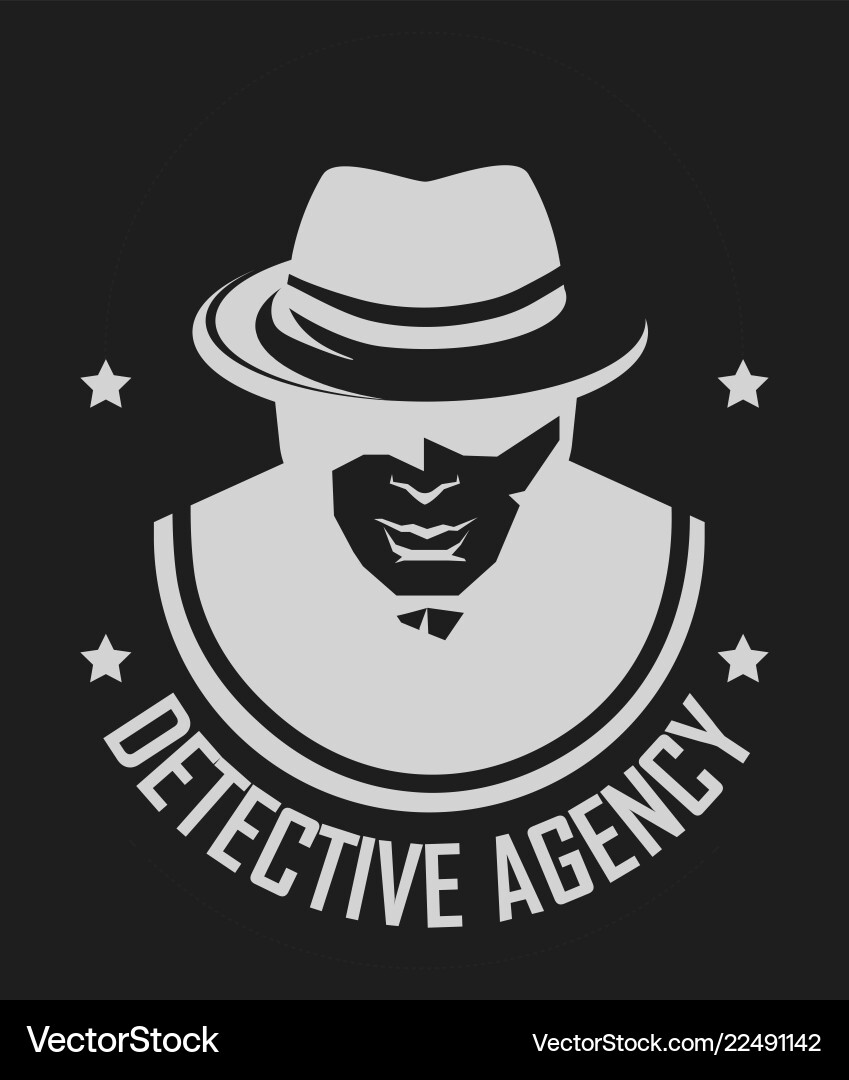Private detective logo man in hat Royalty Free Vector Image