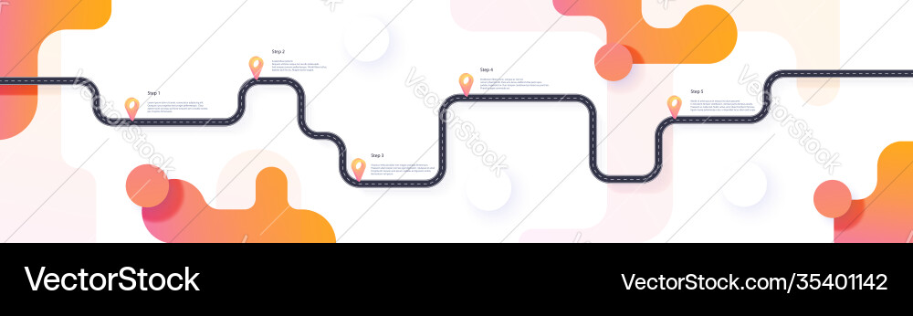Road map and journey route infographics template Vector Image