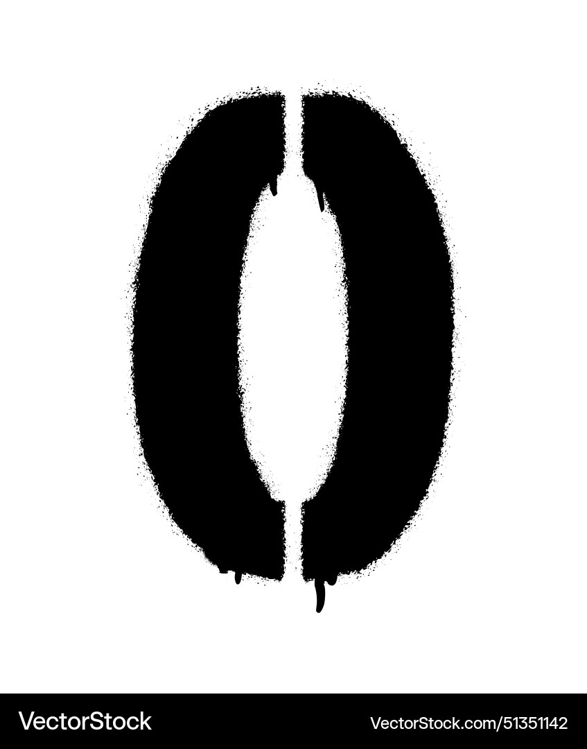 Stencil with the number 0 paint smudges Royalty Free Vector