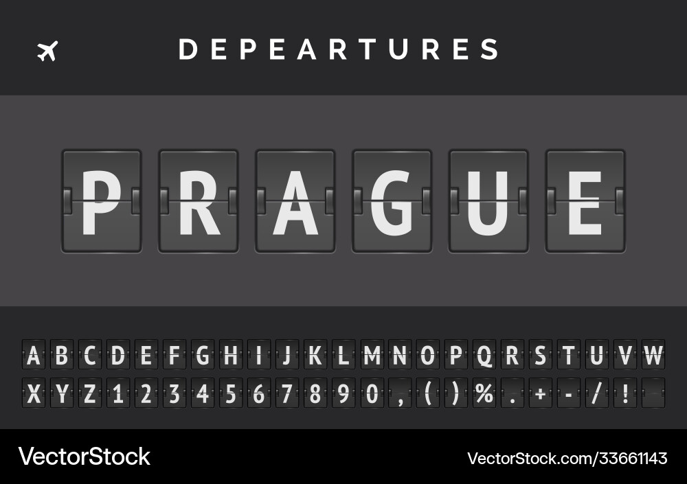 Analog airport flip board with flight destination Vector Image