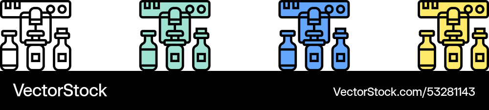 Assembly icon outline green blue and yellow style Vector Image