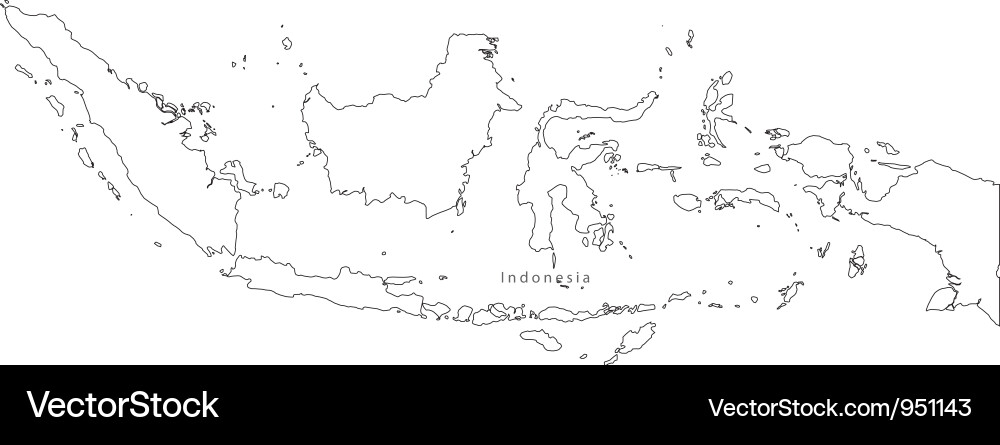 Black white indonesia outline map Royalty Free Vector Image