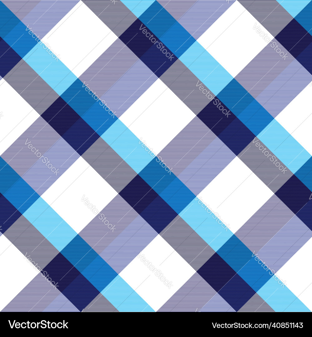 Blue diagonal plaid tartan textured seamless Vector Image