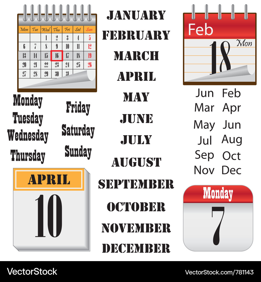 Calendar Collection - Diverse Monthly Views Vector Image
