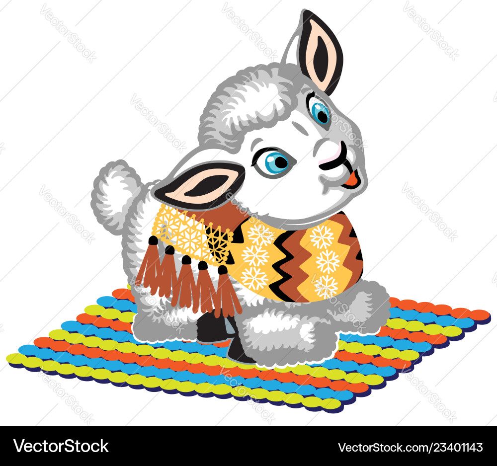 Cartoon lamb on a mat Royalty Free Vector Image