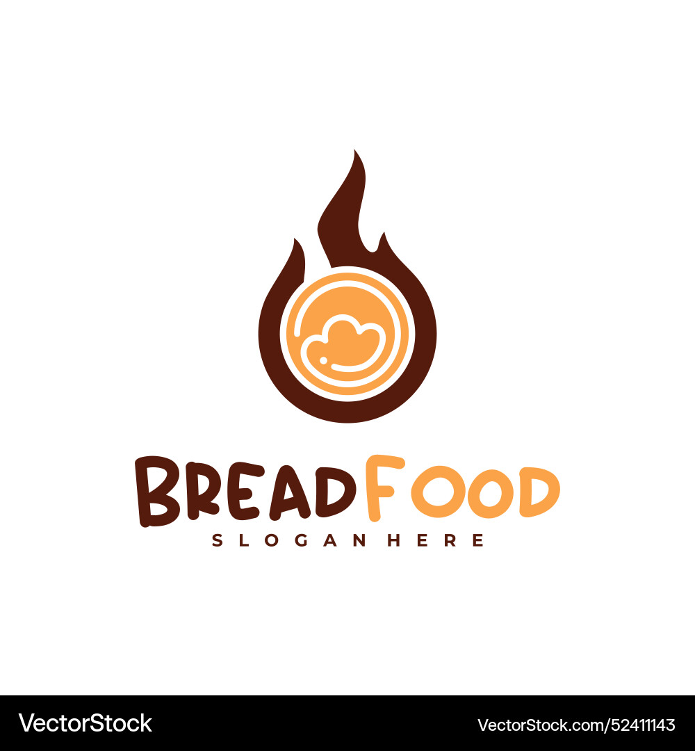 Fire bread logo template creative hot Royalty Free Vector