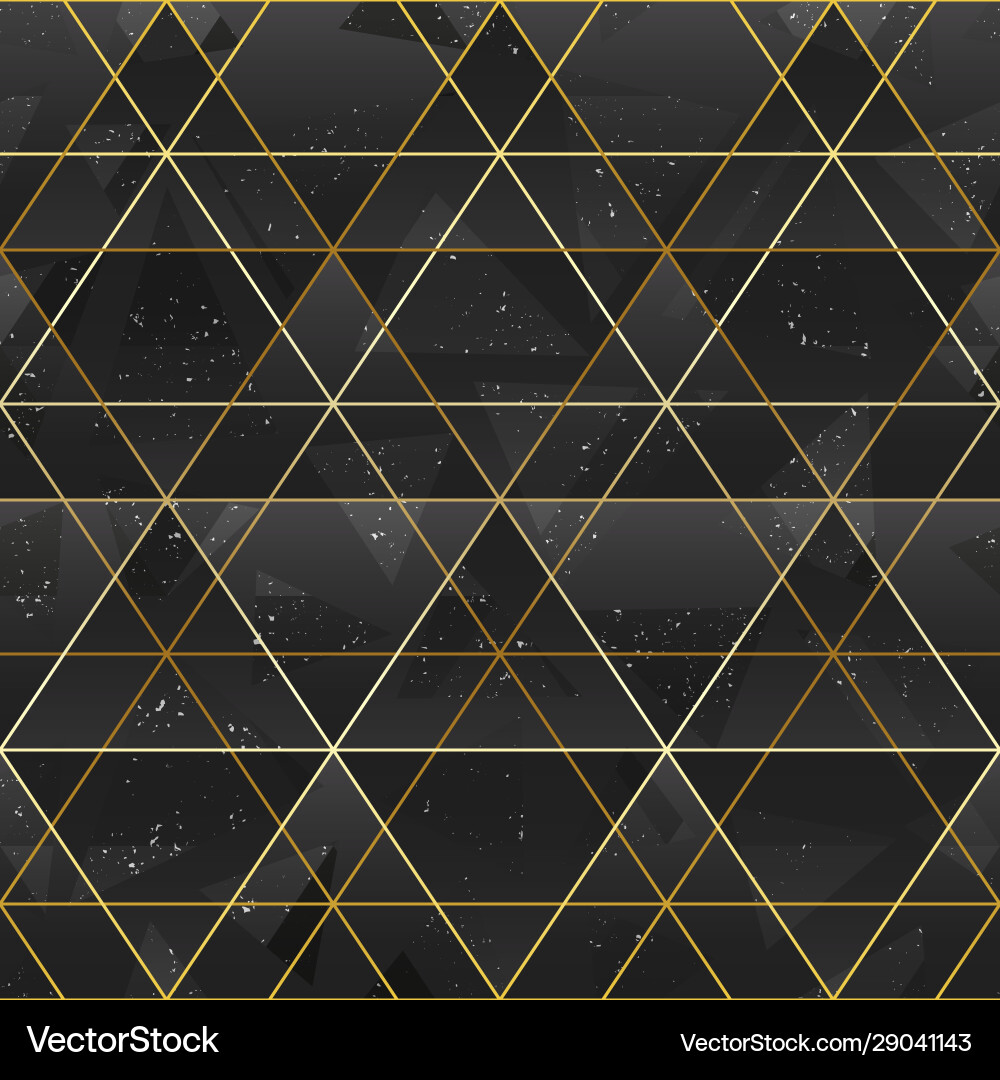 Gold triangle grid seamless pattern Royalty Free Vector