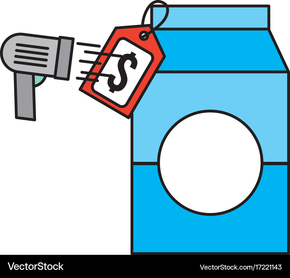 Juice Box Karton Trinkpreis Tag und Barcode Vektorbild