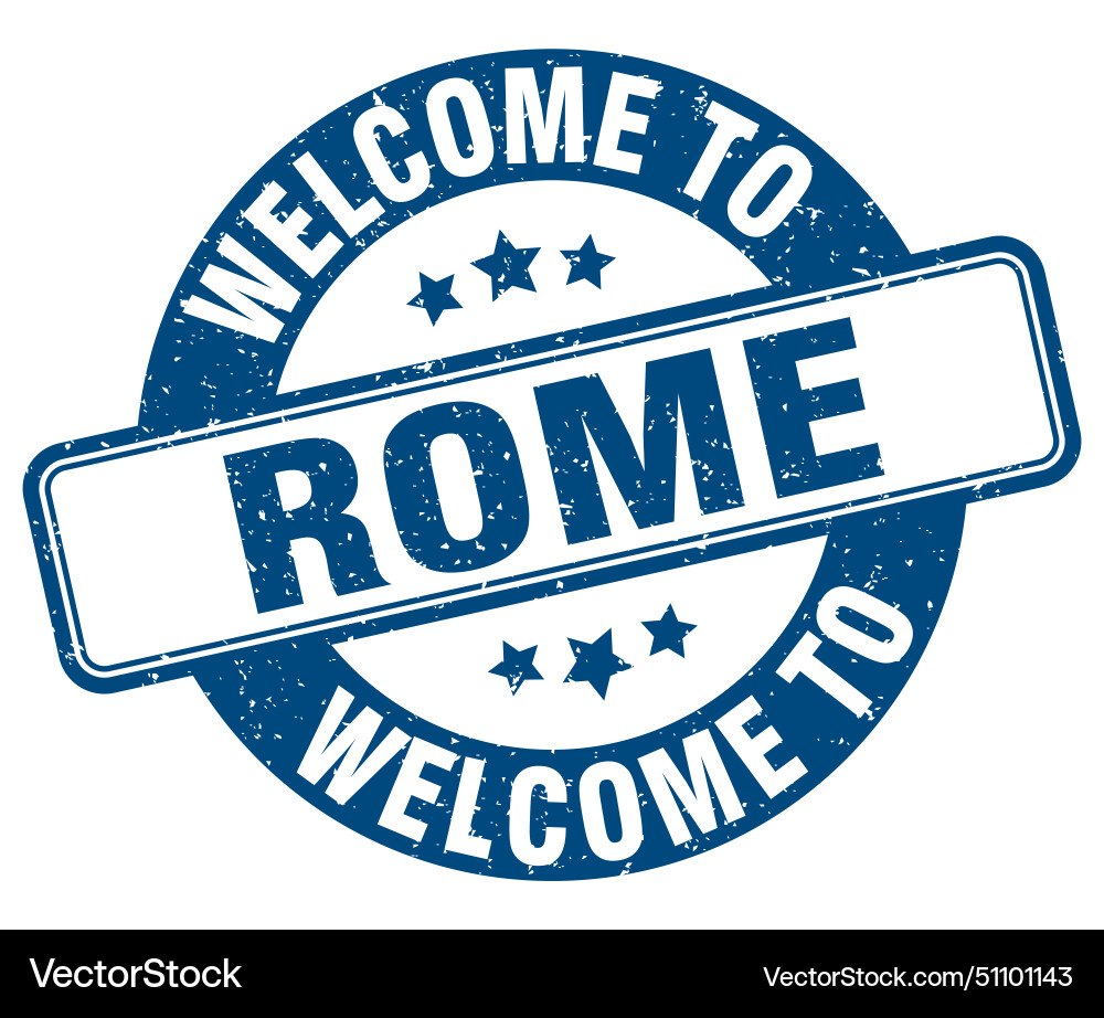 Welcome to rome stamp round sign Royalty Free Vector Image