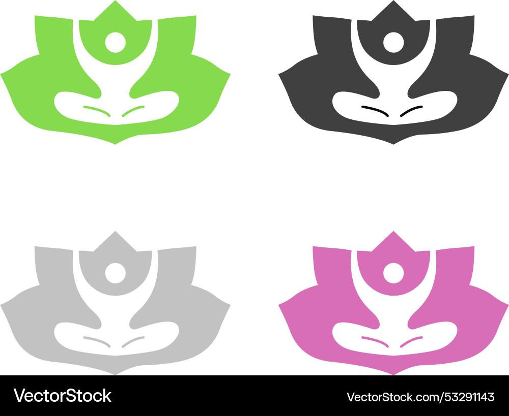 Wellness yoga studio colorful logo set Royalty Free Vector