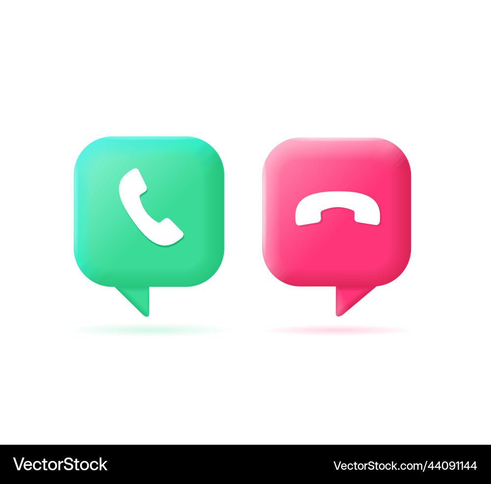 3d messenger phone call button set plasticine Vector Image