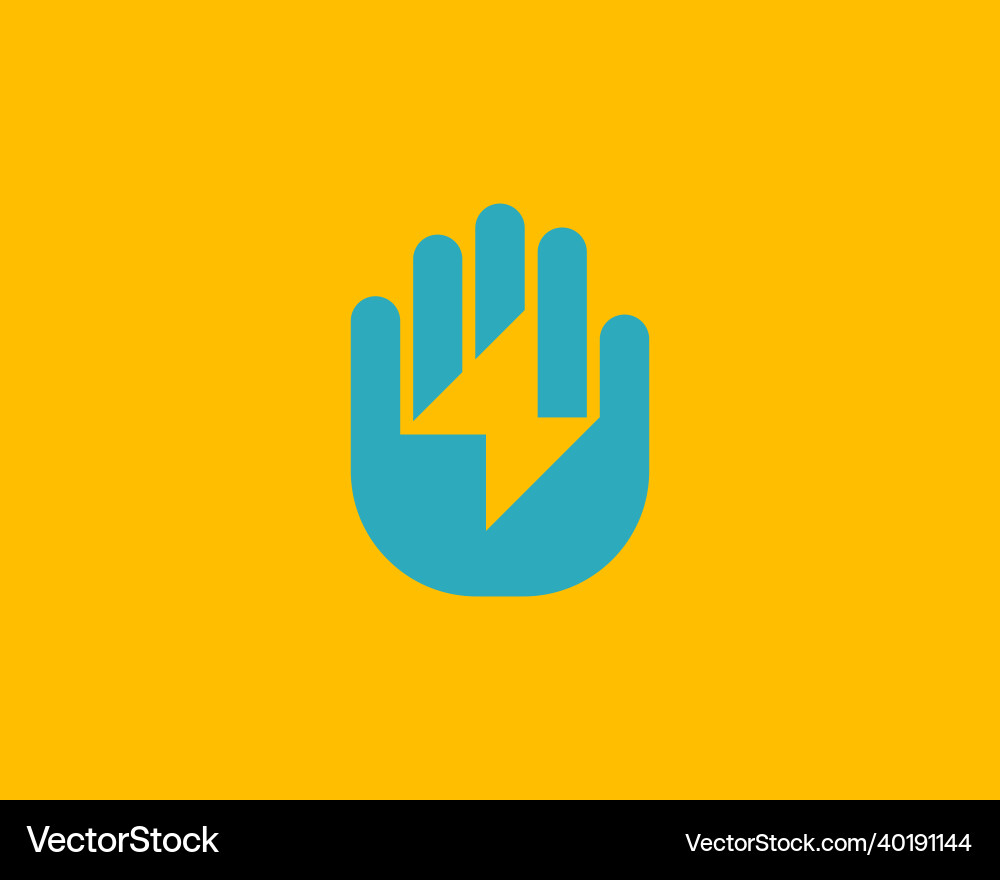 Abstract lightning in the hand palm logo design Vector Image