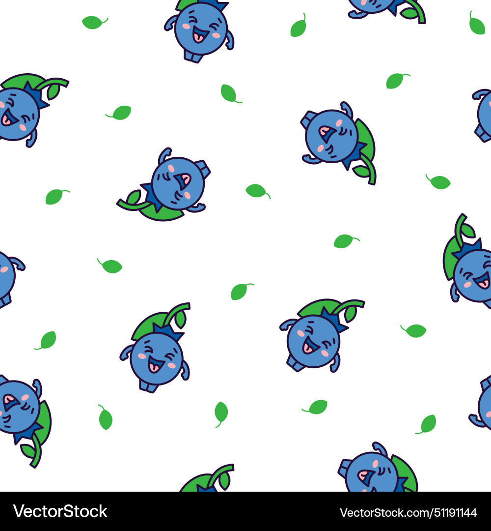 Blueberry cartoon character seamless pattern Vector Image