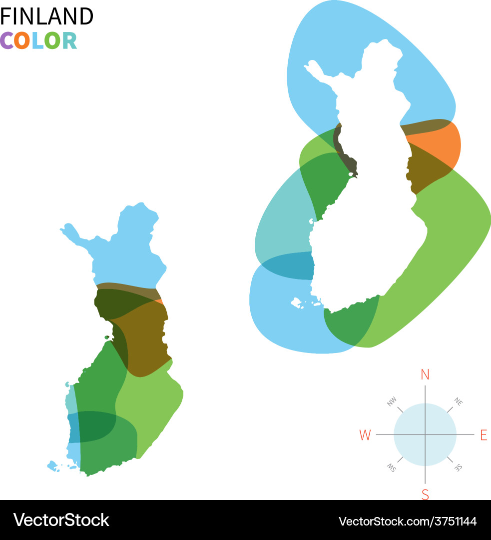 Colorful Finland Map Royalty Free Vector Image