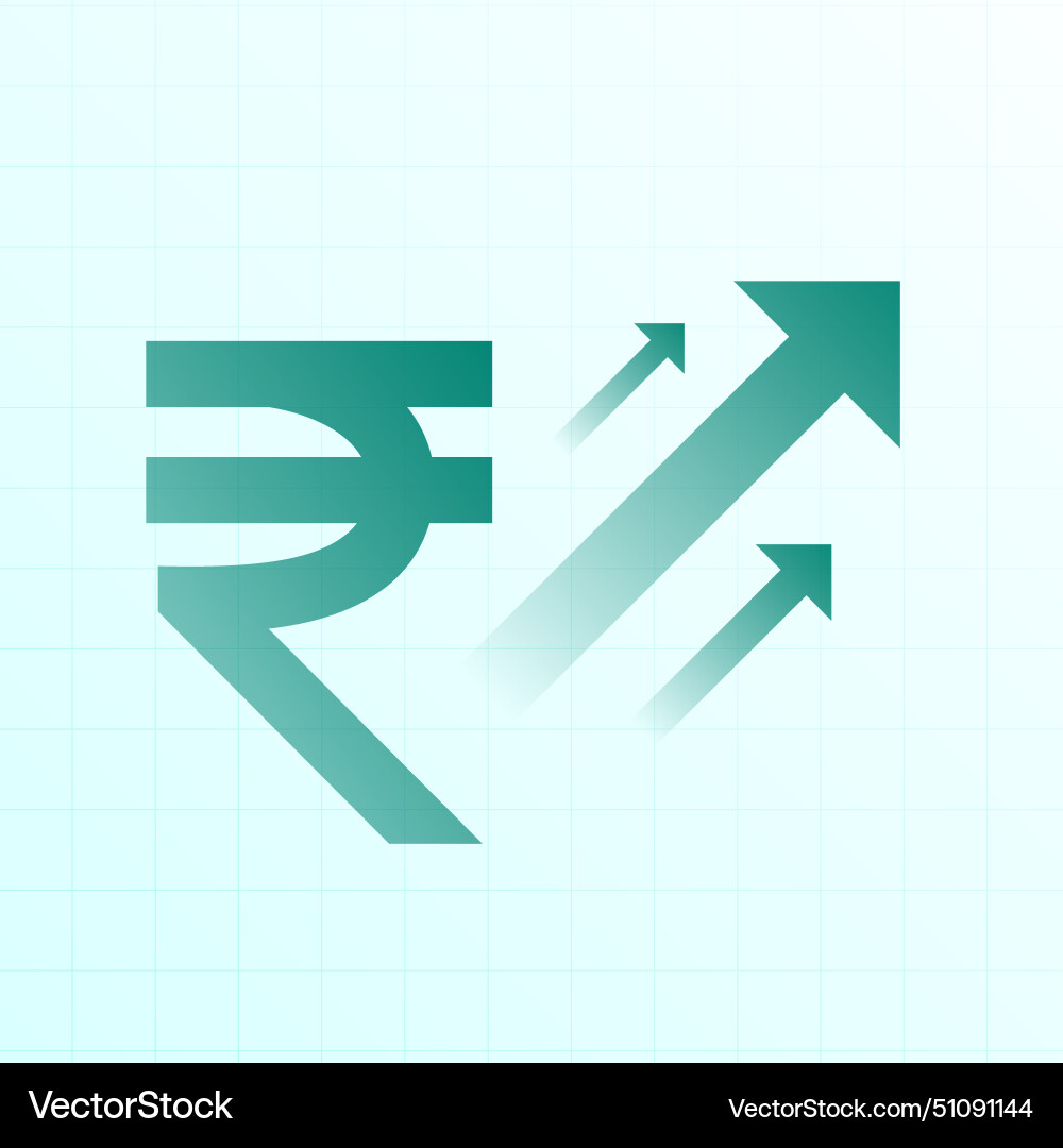 Digital indian rupee background with rise up Vector Image