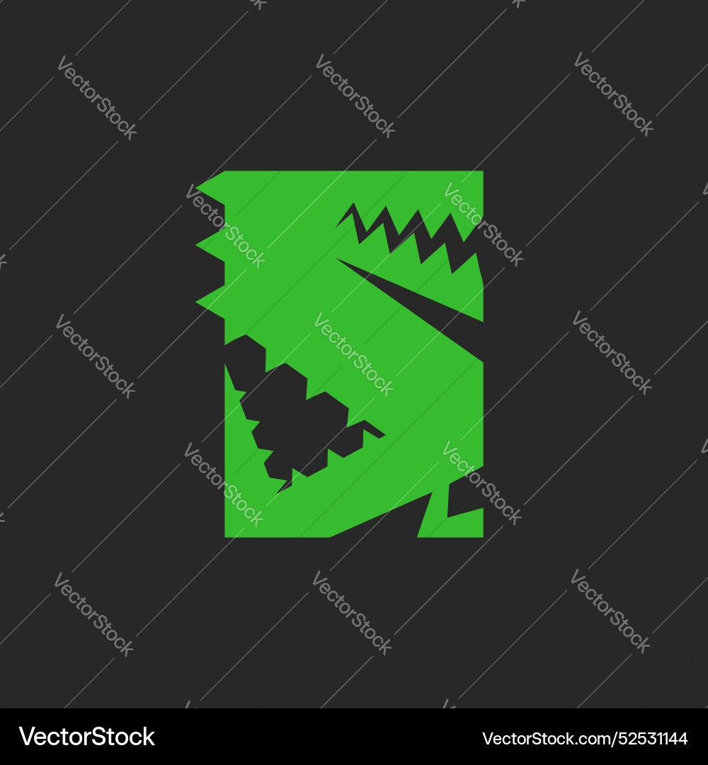 Dinosaur or crocodile logo green minimalist Vector Image