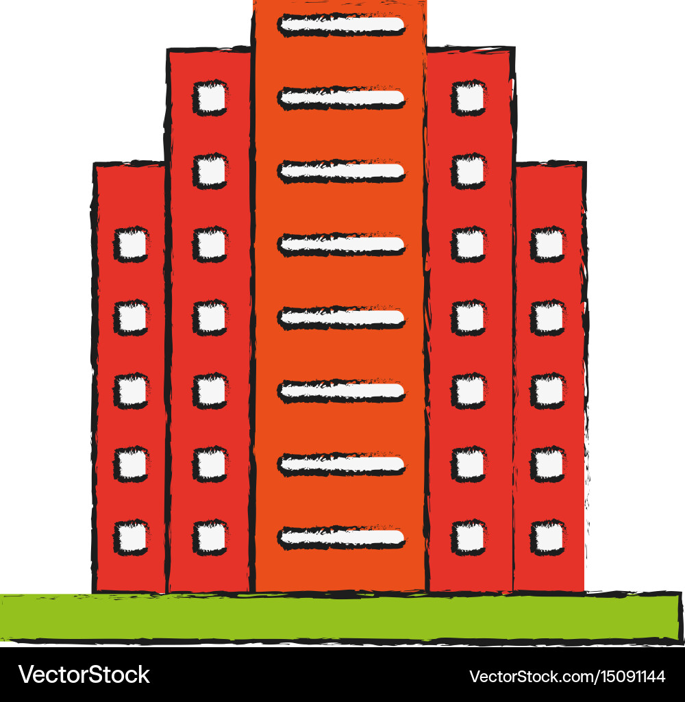 Factory cartoon flat draw Royalty Free Vector Image