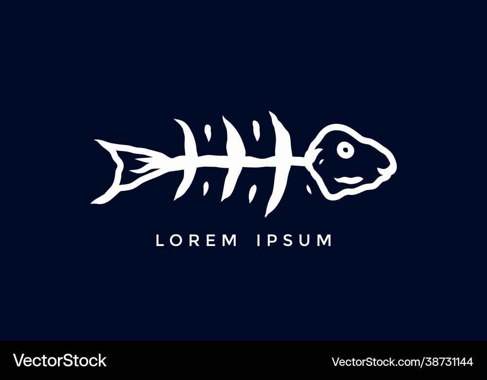 Fish skeleton line art drawing Royalty Free Vector Image