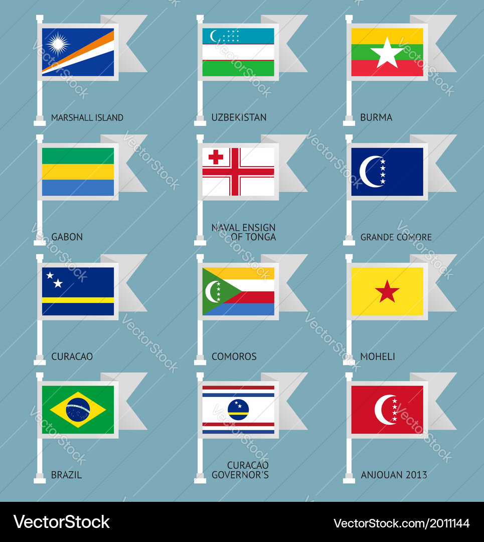 Flags set four-11 Royalty Free Vector Image - VectorStock