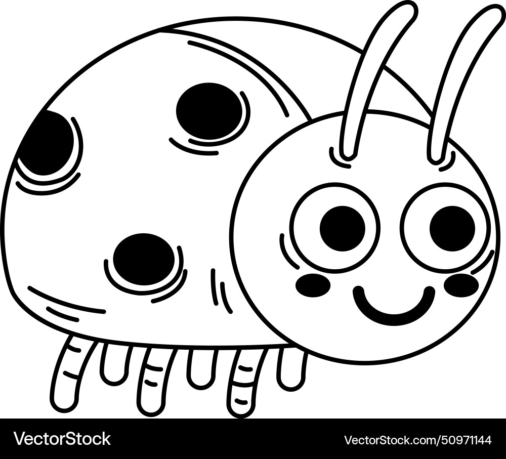 Ladybug cartoon outline white on background Vector Image