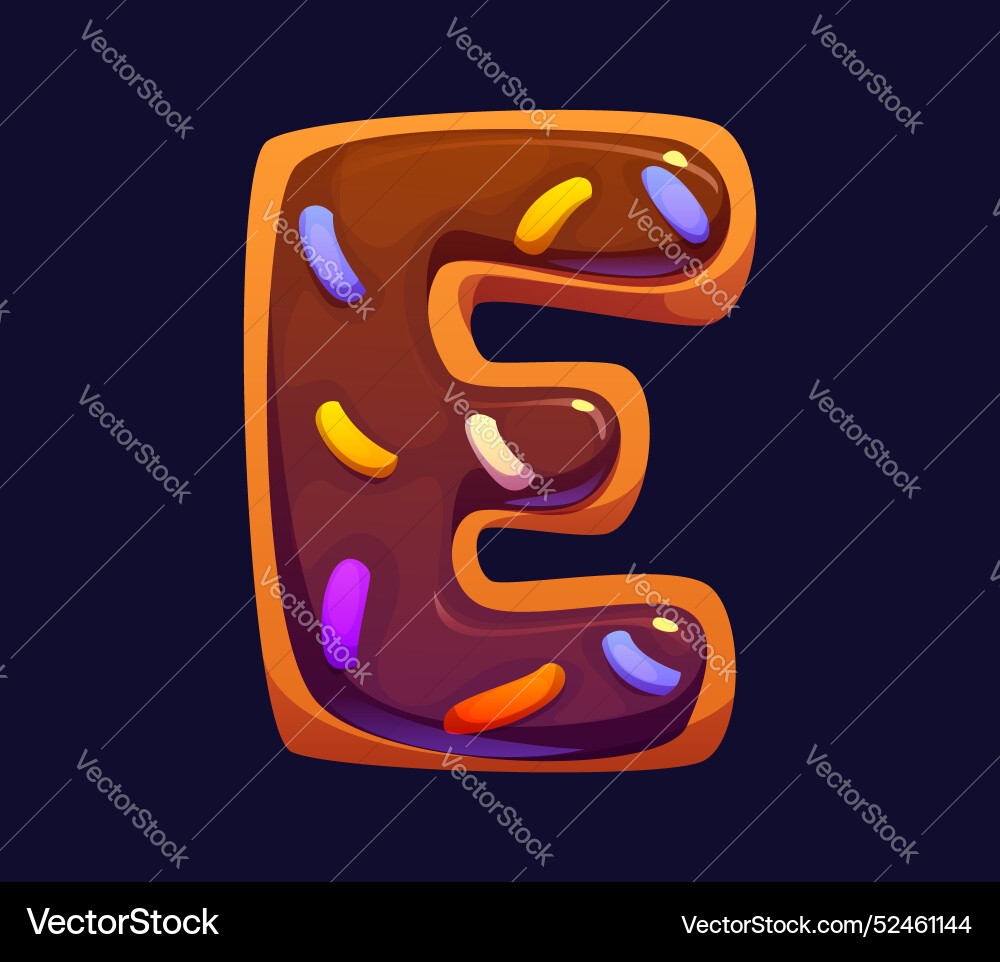 Letter e cartoon candy and confectionery font Vector Image