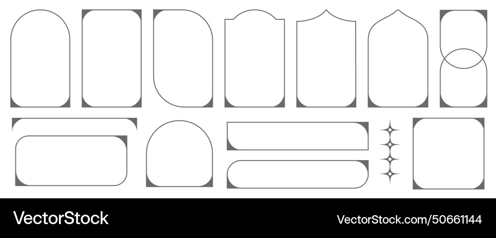 Set of outline aesthetic design frame Royalty Free Vector