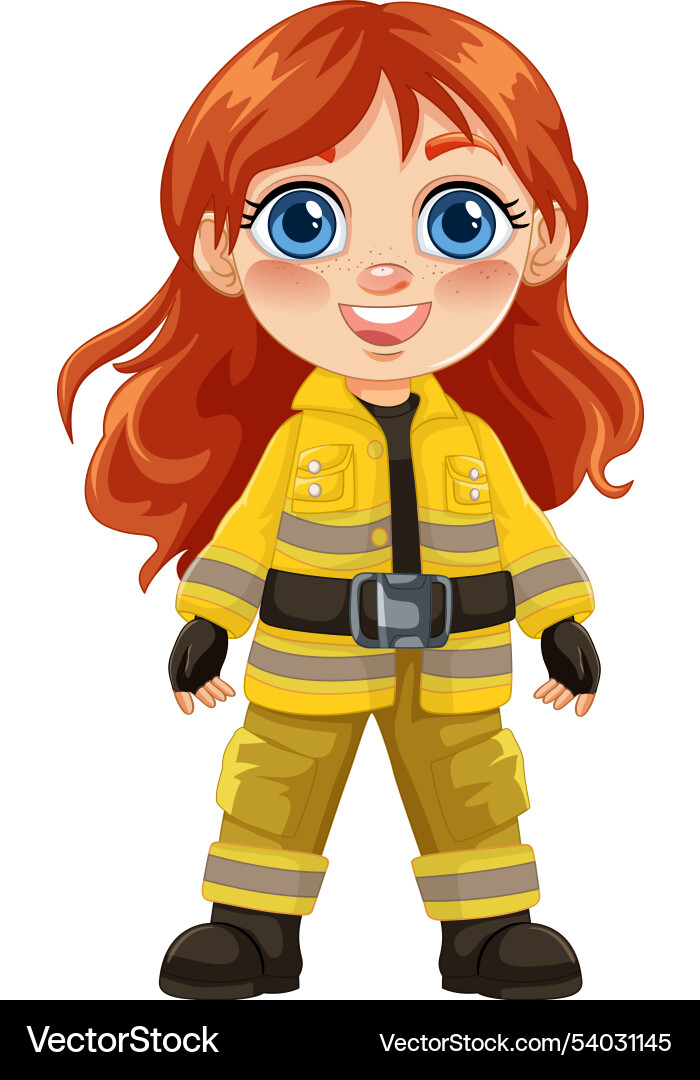 A girl in firefighter uniform Royalty Free Vector Image