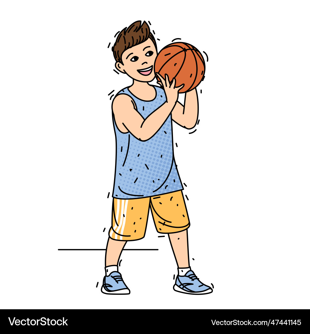 Boy throws a basketball Royalty Free Vector Image