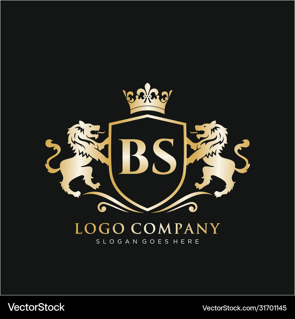 Bs letter initial with lion royal logo template Vector Image