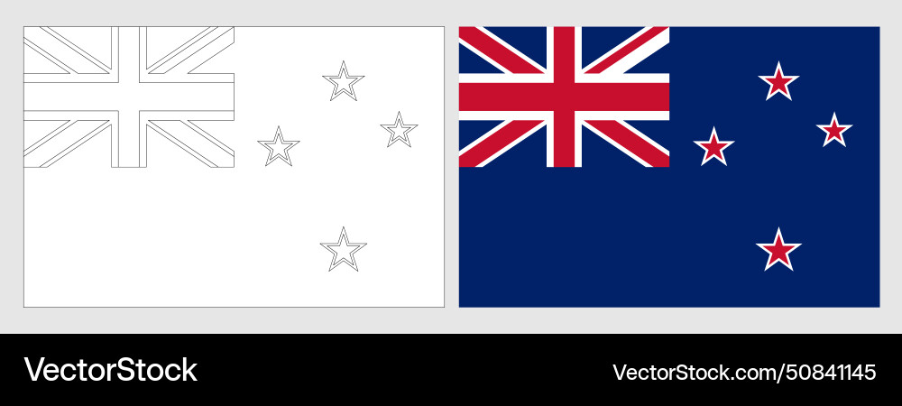 Coloring flag set of new zealand Royalty Free Vector Image