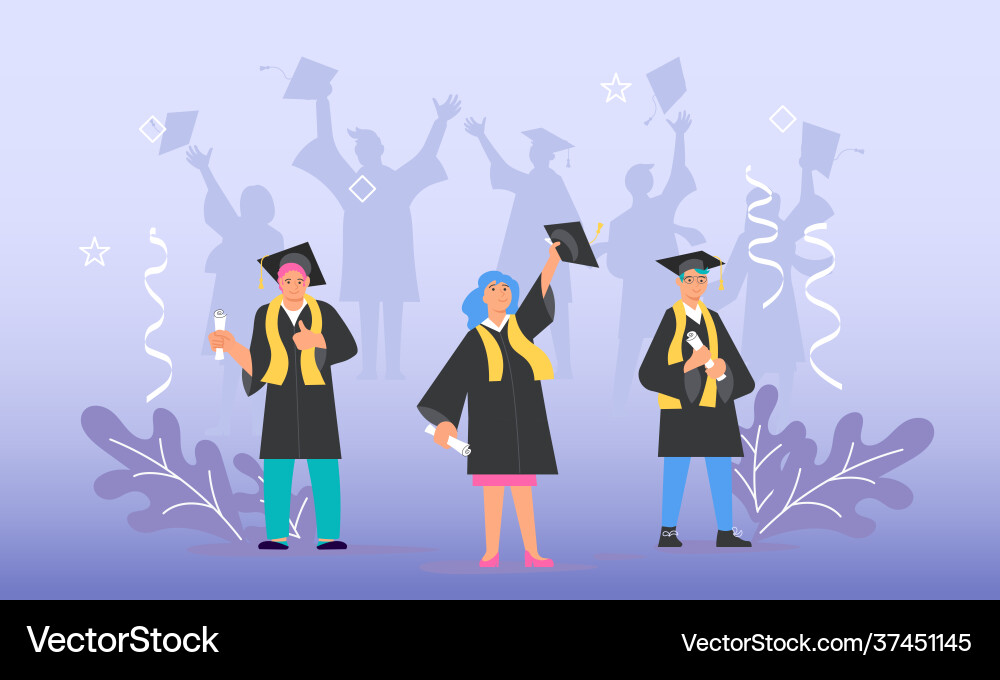 Happy graduate man gets graduation academic Vector Image
