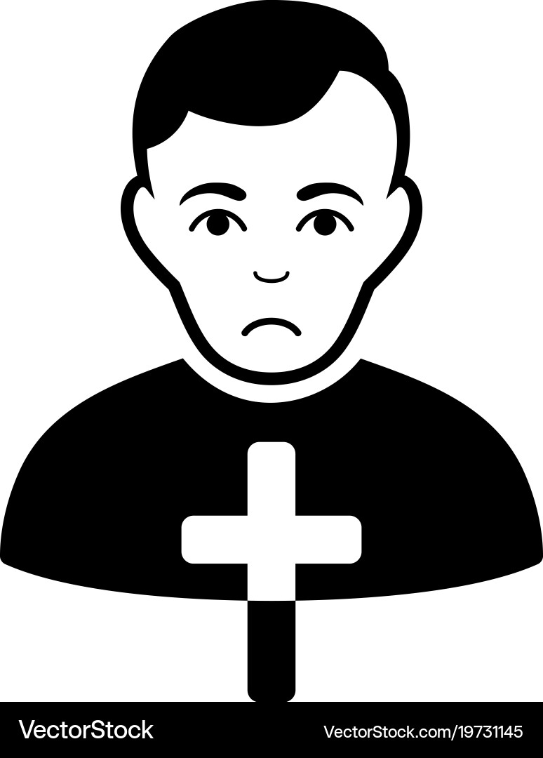 Sad orthodox priest black icon Royalty Free Vector Image