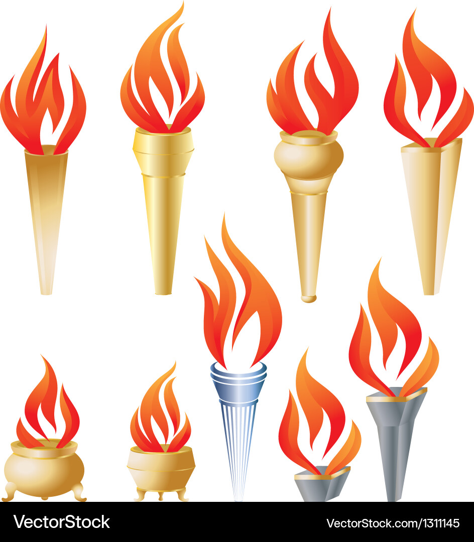 Torch set Royalty Free Vector Image - VectorStock