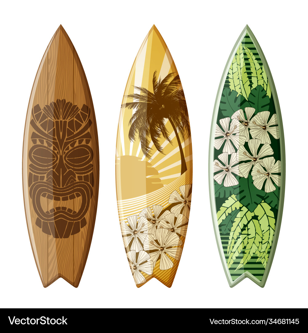 Tropical Surfboard Collection Royalty Free Vector Image