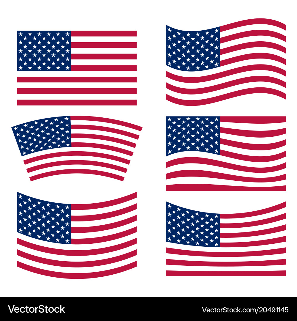 Us flag collection Royalty Free Vector Image - VectorStock