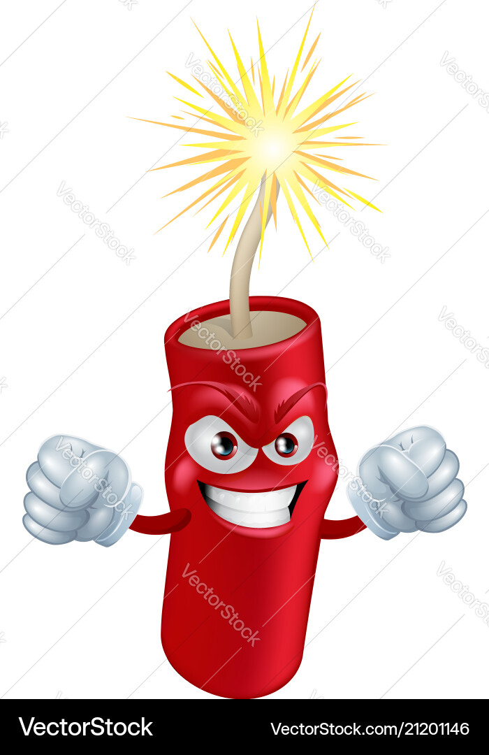 Angry cartoon firecracker Royalty Free Vector Image