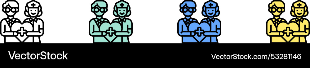 Assistant icon outline green blue and yellow Vector Image