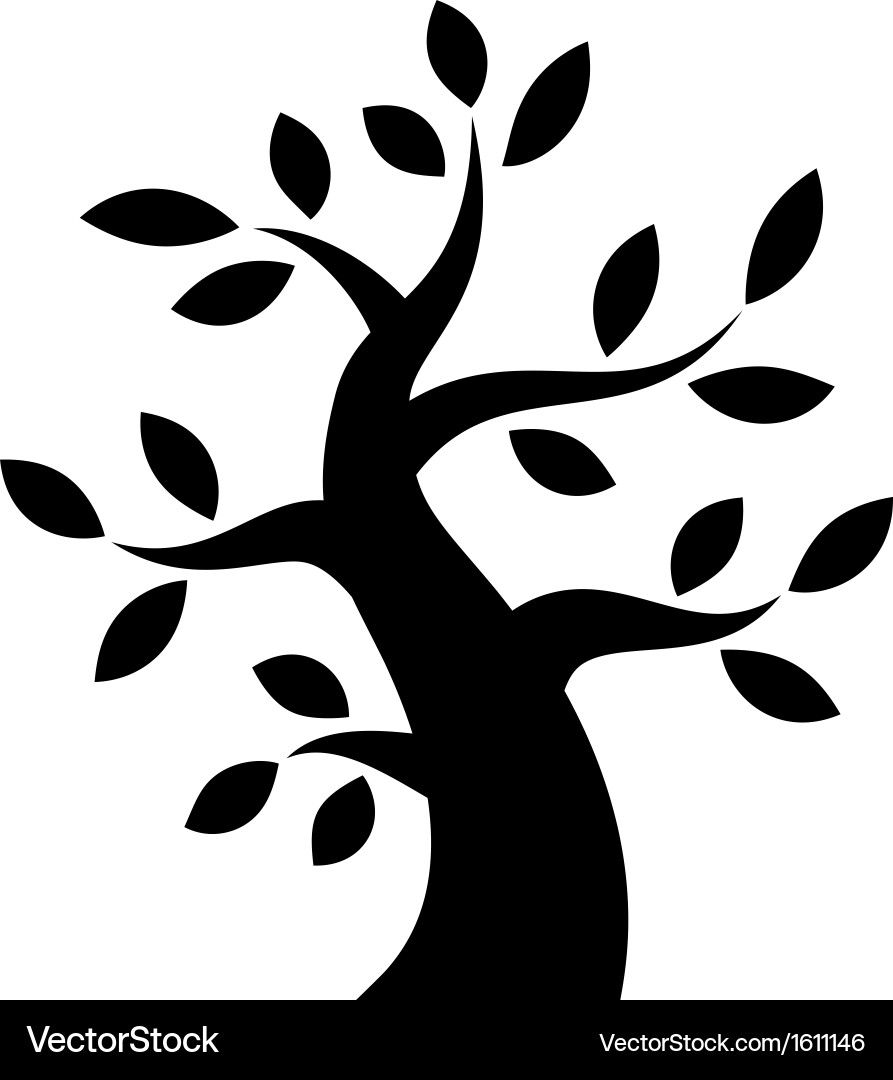 Black bold tree icon Royalty Free Vector Image