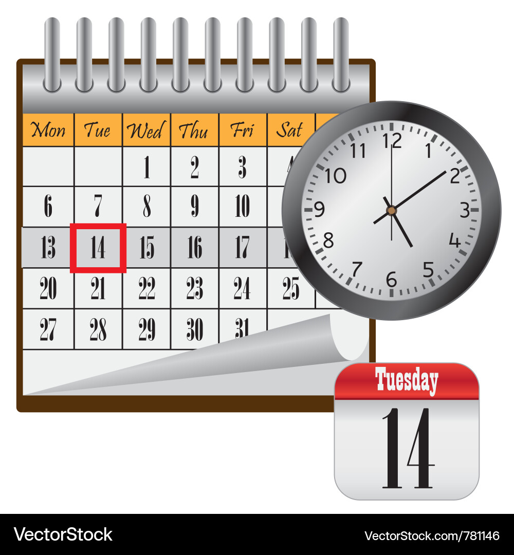 Calendar and clock Royalty Free Vector Image - VectorStock
