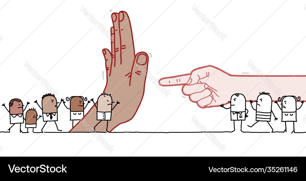 Cartoon protesting black people stopping racism Vector Image