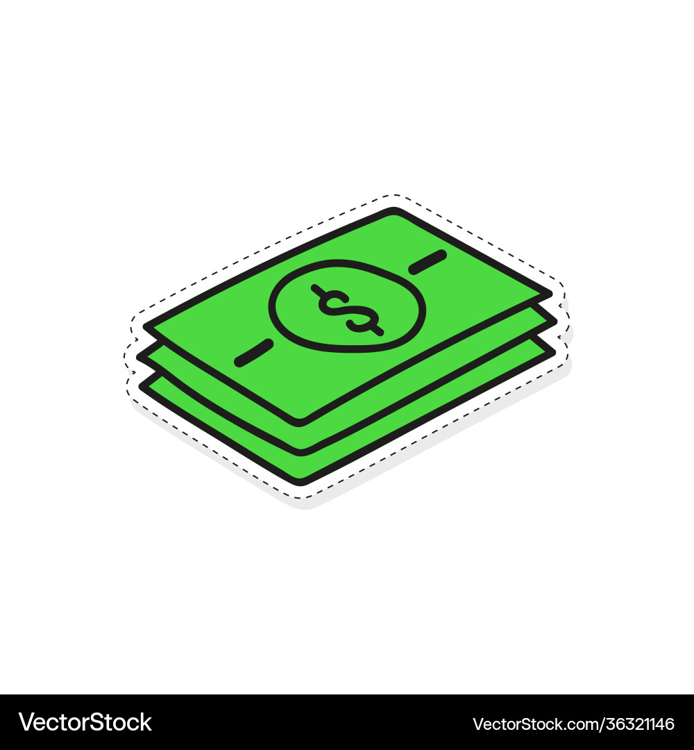 Green banknote stack Royalty Free Vector Image