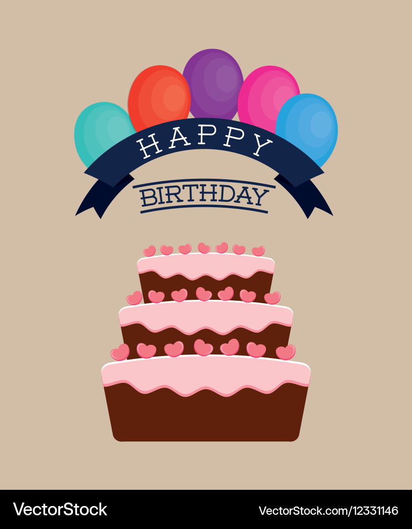 Happy birthday cake Royalty Free Vector Image - VectorStock