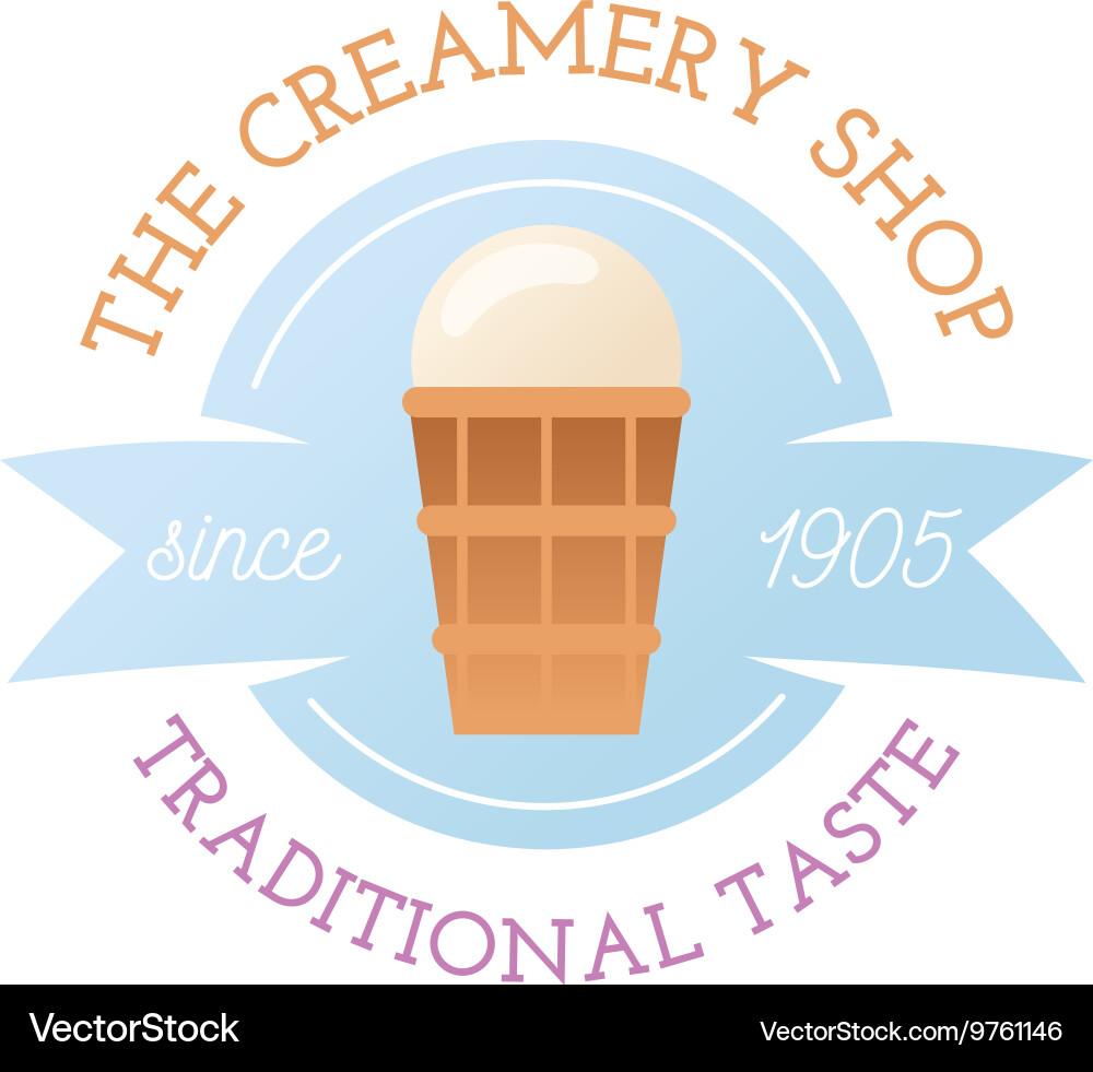 Icecream badge food logo Royalty Free Vector Image